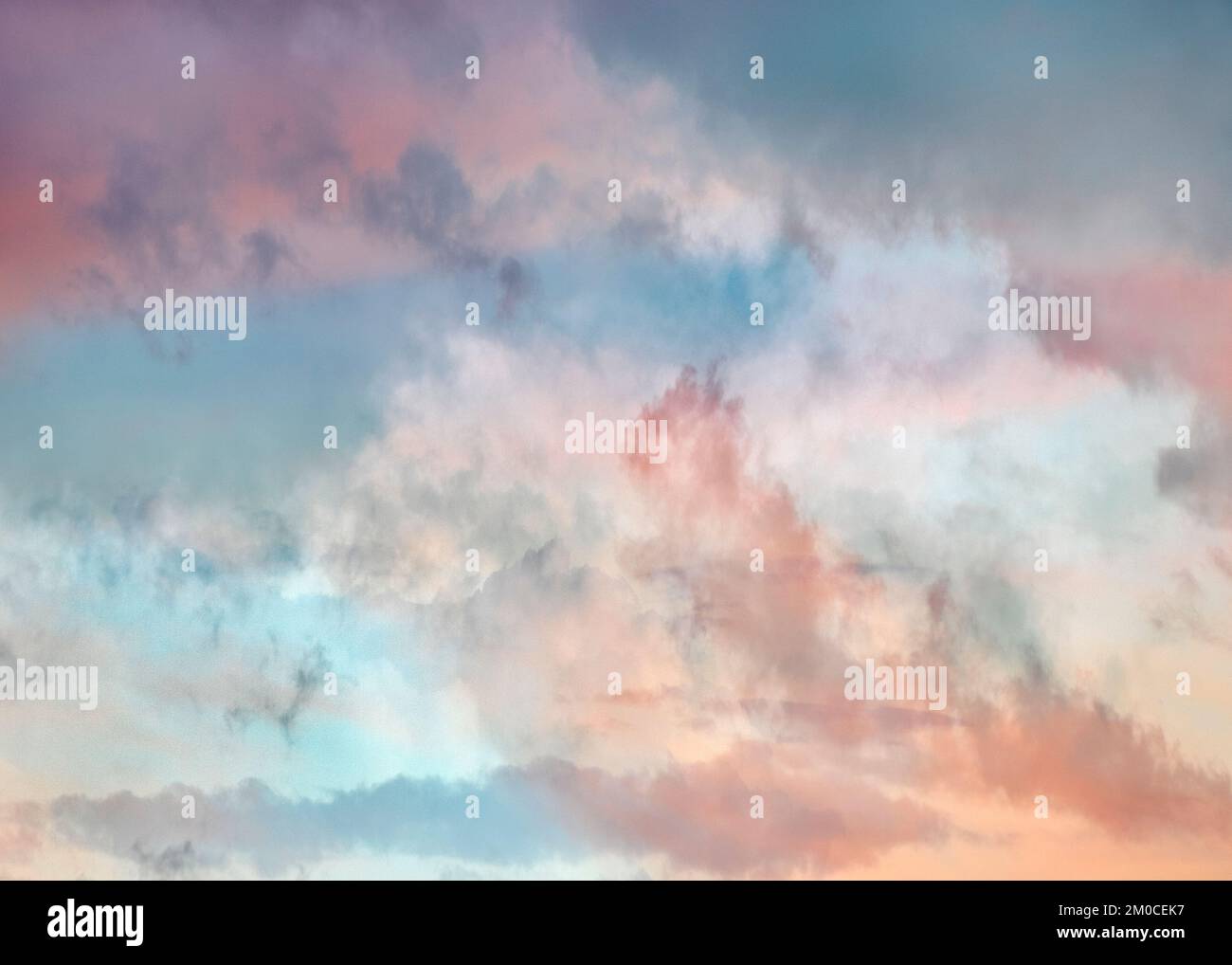 Semi abstract impressionistic colour photograph of cloudscapes backlit ...