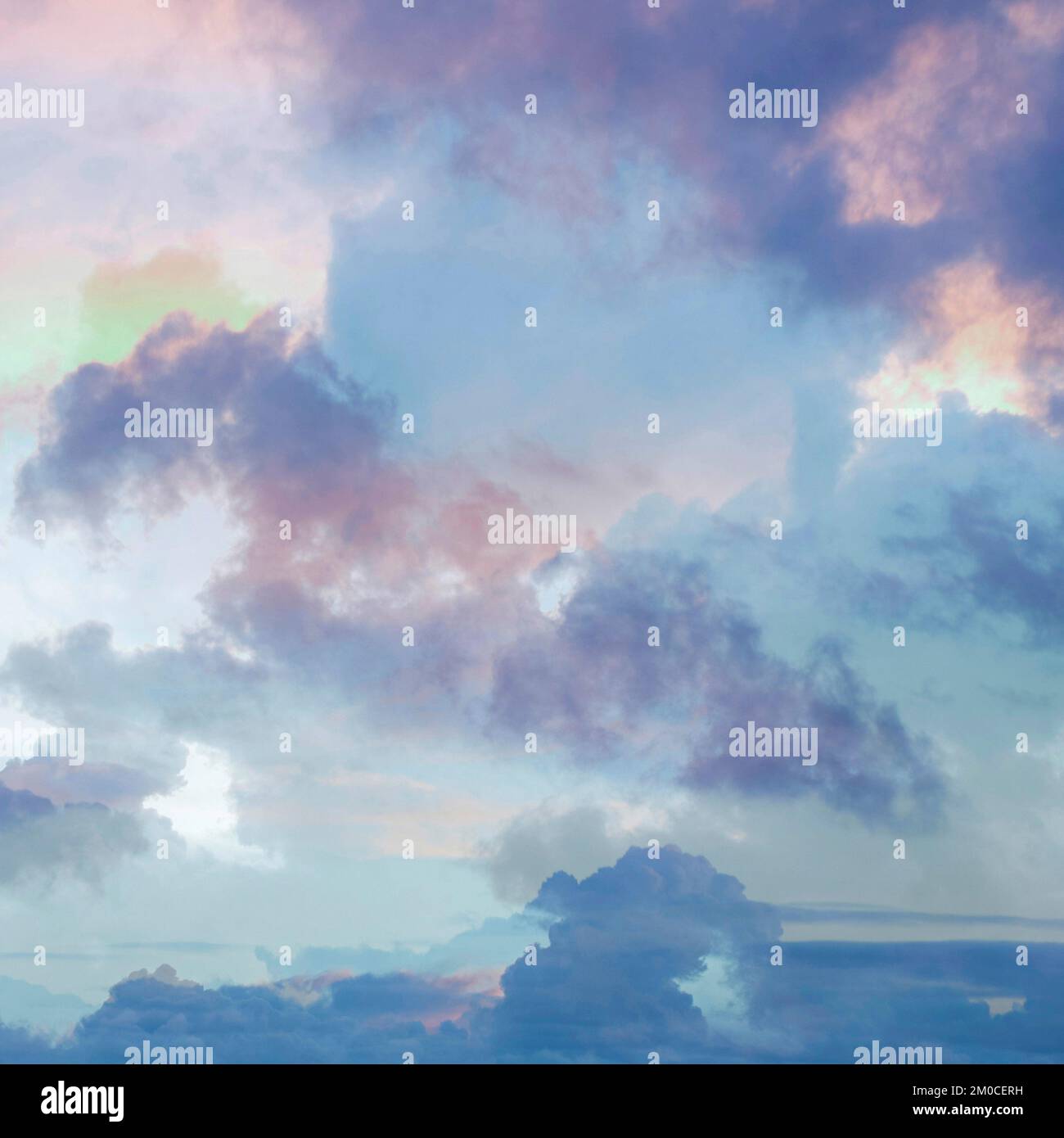 Semi abstract impressionistic colour photograph of cloudscapes backlit ...