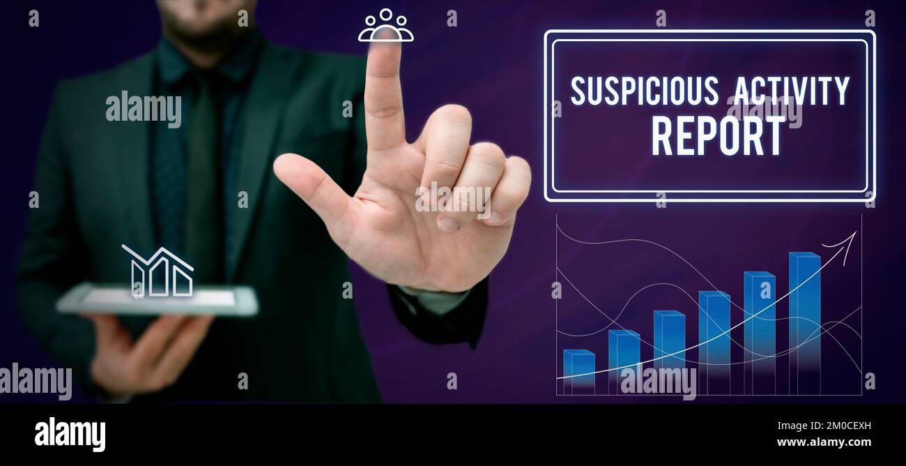 Conceptual display Suspicious Activity Report. Business overview ...