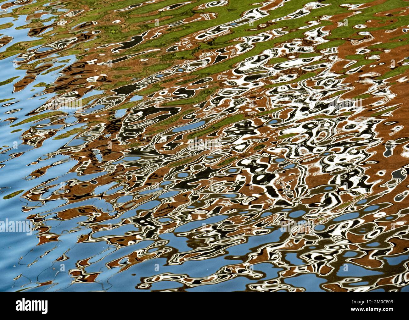 British waterway abstract photograph showing reflected pattern, texture ...