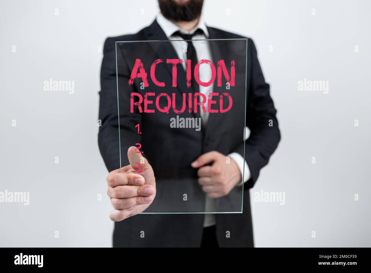 Text sign showing Action Required. Conceptual photo Regard an action ...