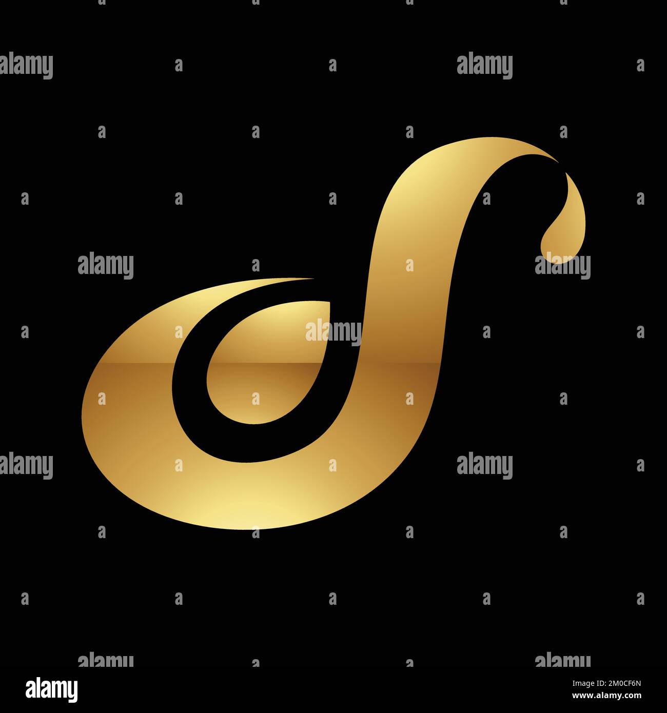 Golden Curvy Letter S or D on a Black Background Stock Vector Image ...
