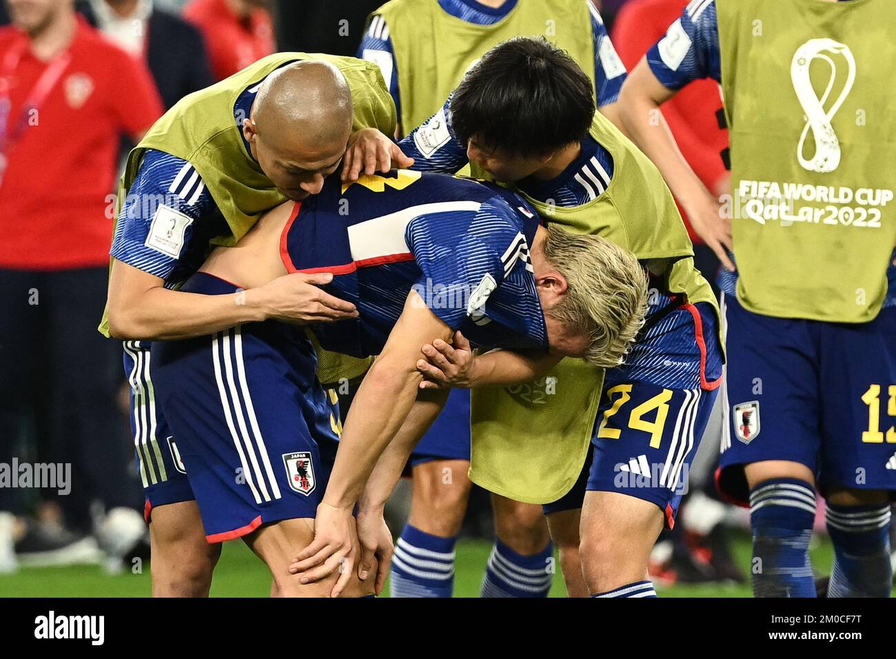 Doha, Qatar on December 5, 2022. Daizen Maeda and Takuma Asano of Japan ...