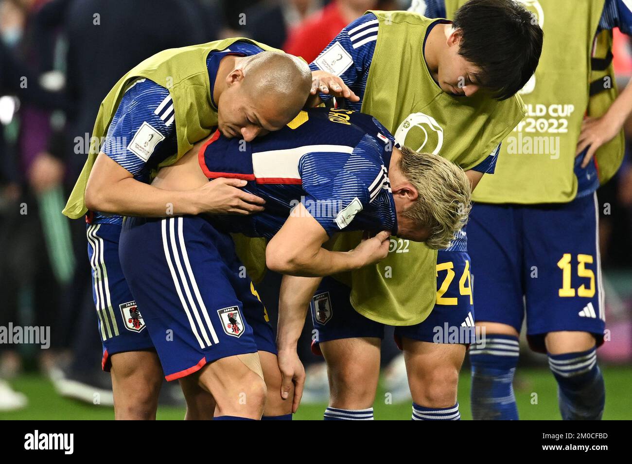 Doha, Qatar on December 5, 2022. Daizen Maeda and Takuma Asano of Japan ...