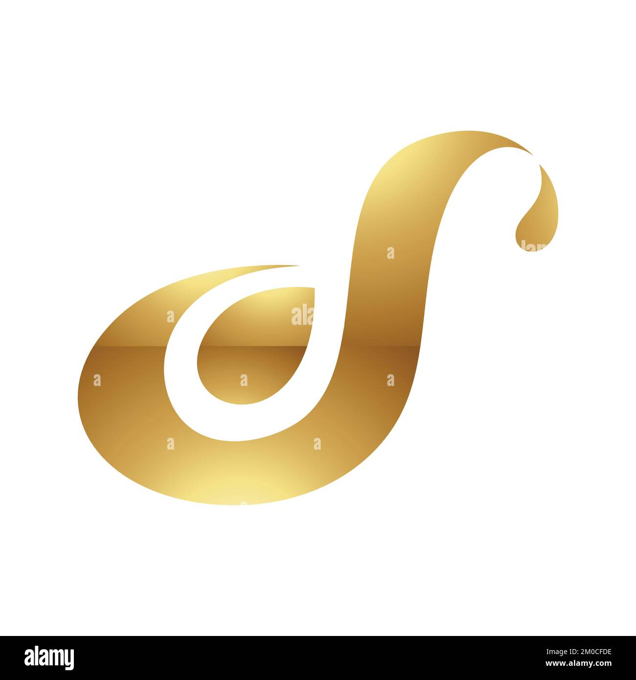 Golden Curvy Letter S or D on a White Background Stock Vector Image ...