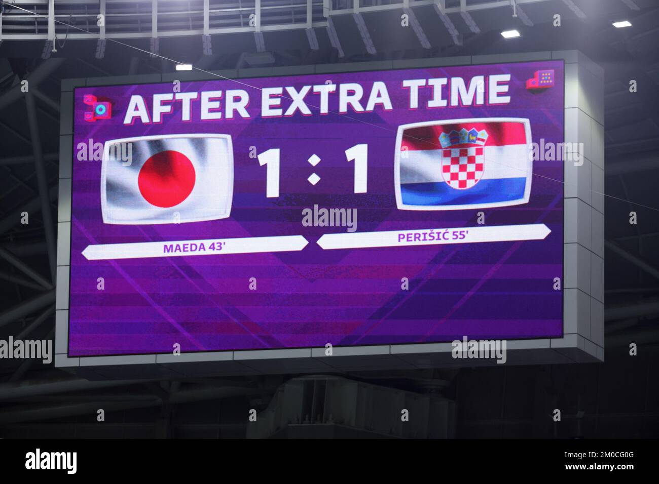 Al Wakrah, Qatar. 05/12/2022, Score on the scoreboard at the end of ...