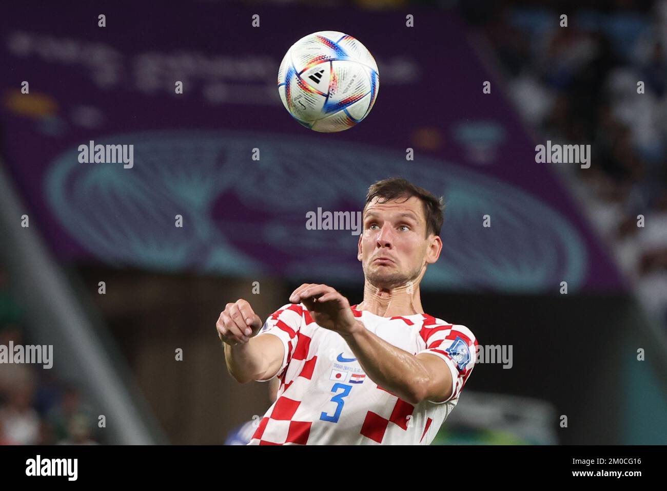 Al Wakrah, Qatar. 05/12/2022, Borna Barisic of Croatia jumps for a ...