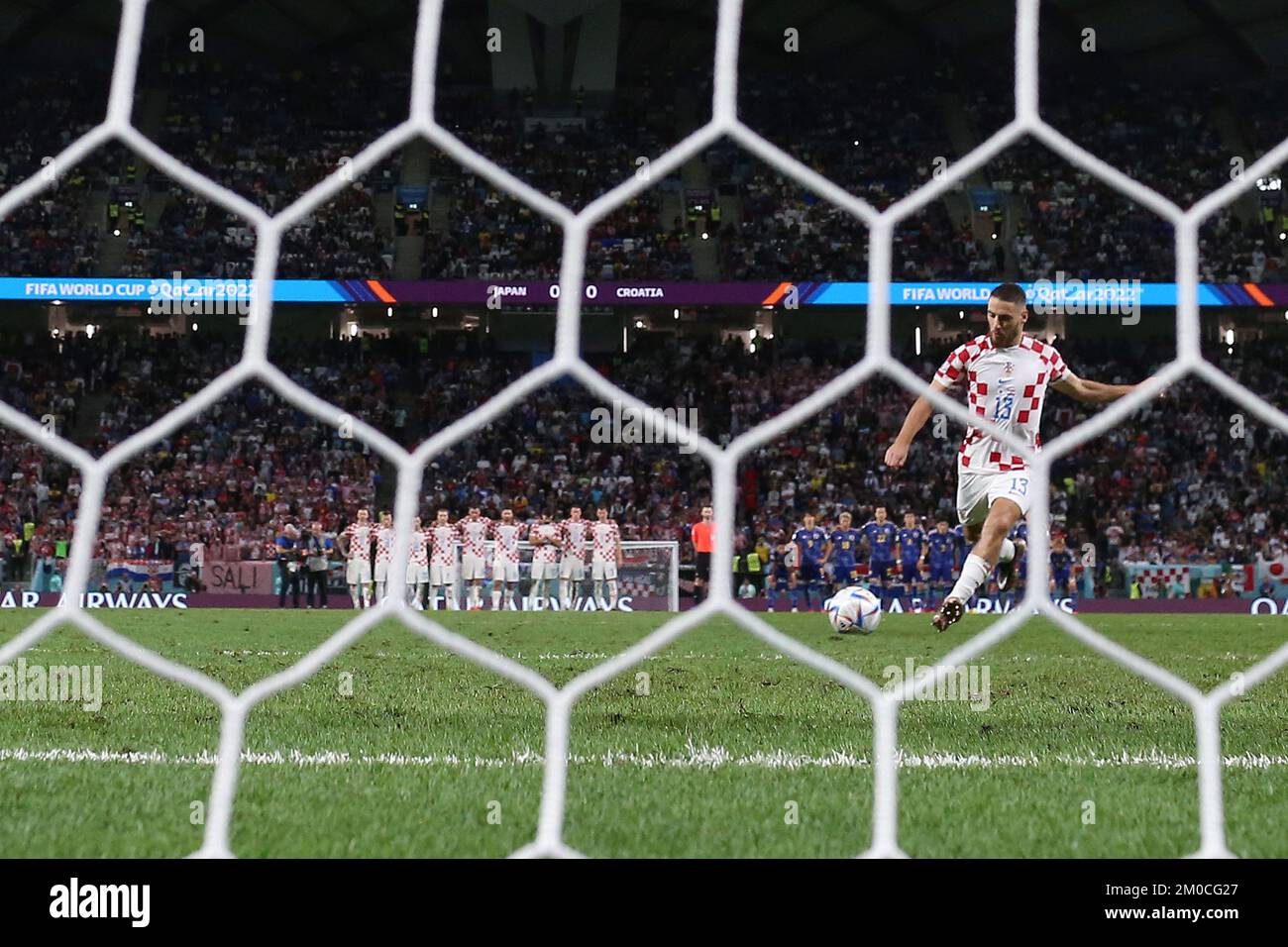Al Wakrah, Qatar. 05/12/2022, Nikola Vlasic of Croatia scores the team ...