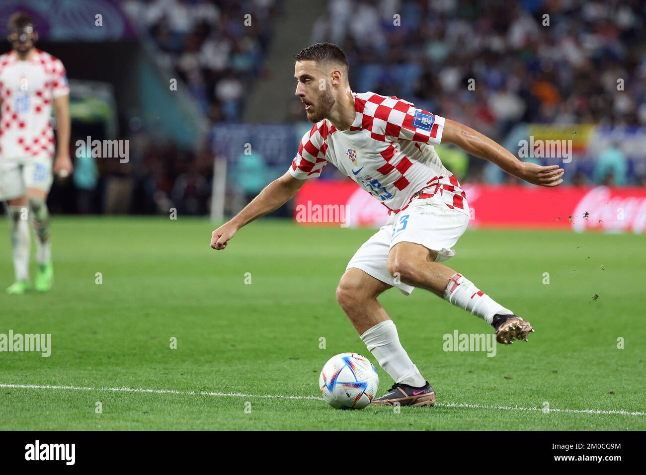 Al Wakrah, Qatar. 05/12/2022, Nikola Vlasic of Croatia controls a ball ...
