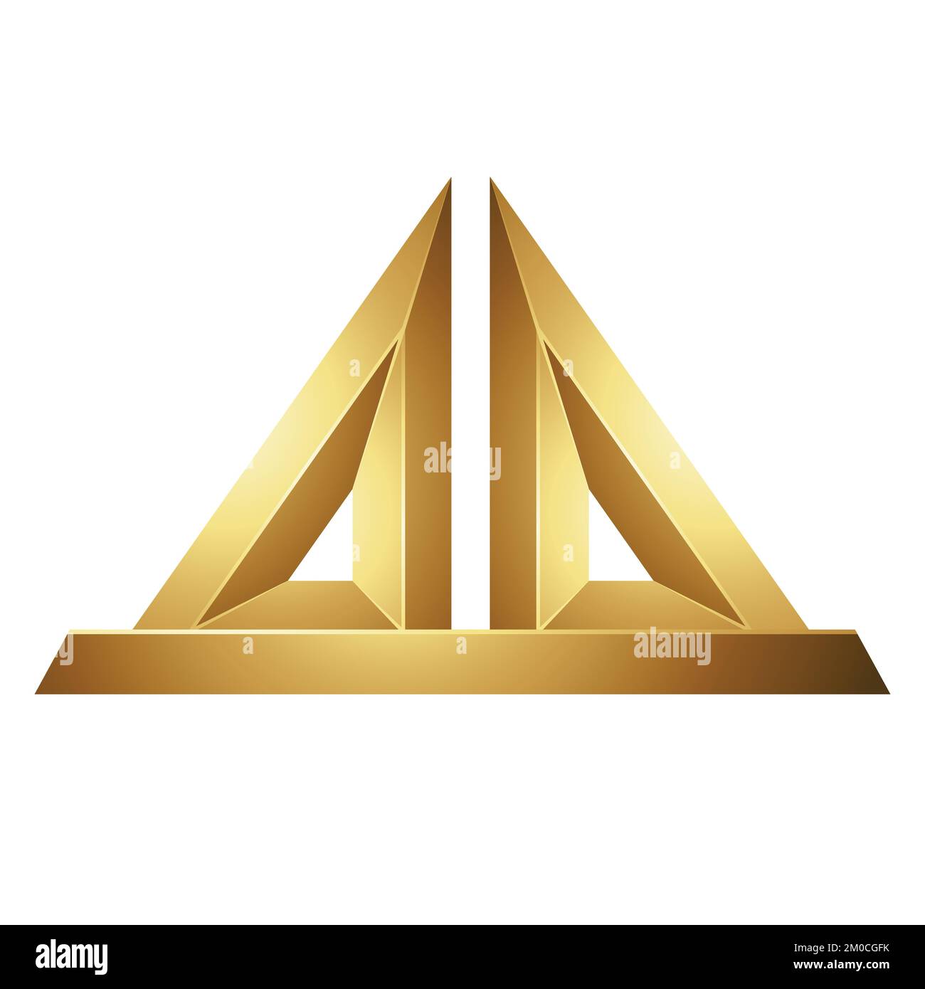 Golden Embossed Statuette-like Triangles on a White Background Stock ...