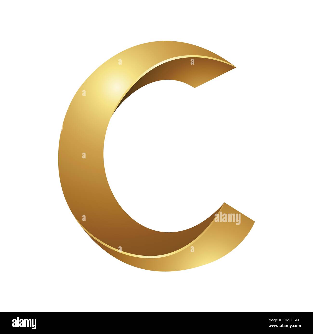 Golden Embossed Twisted Letter C on a White Background Stock Vector ...
