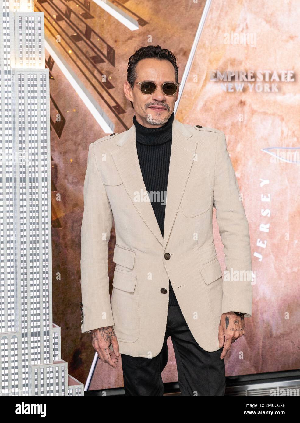 Marc Anthony poses during visit to Empire State Building in New York on ...