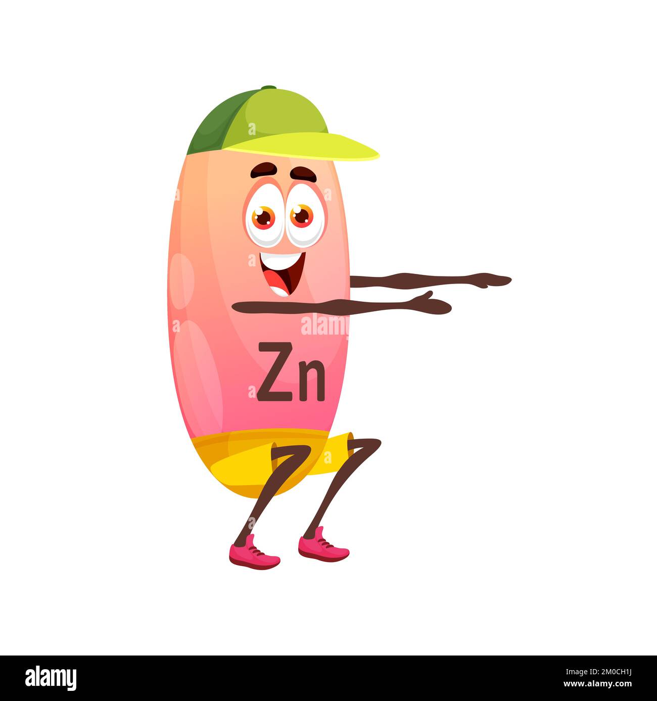 Cartoon zinc or zincus character doing squats. Isolated vector funny Zn ...