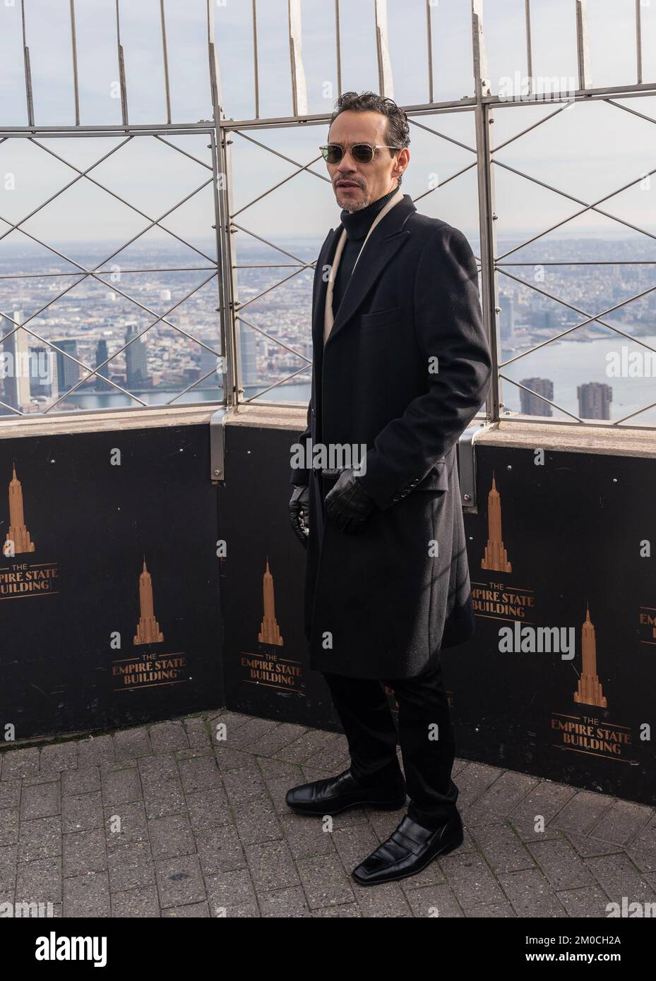 Marc Anthony poses on observation deck during visit to Empire State ...