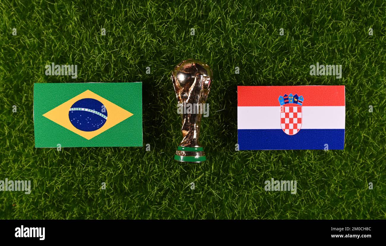 December 5, 2022, Doha, Qatar. Flags of the Fifa World Cup quarter ...