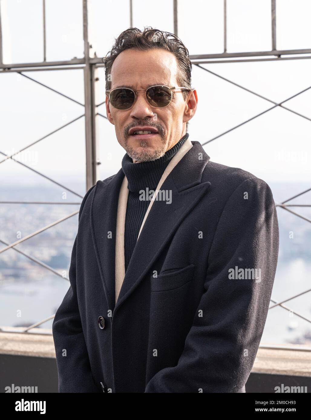 Marc Anthony poses on observation deck during visit to Empire State ...