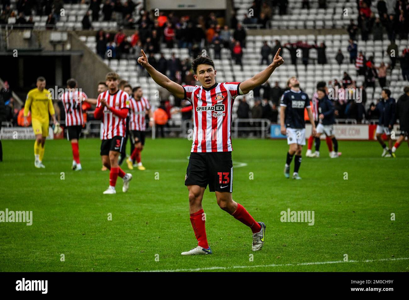 Sunderland AFC's Luke O'Nien salutes the fans following his side's EFL ...