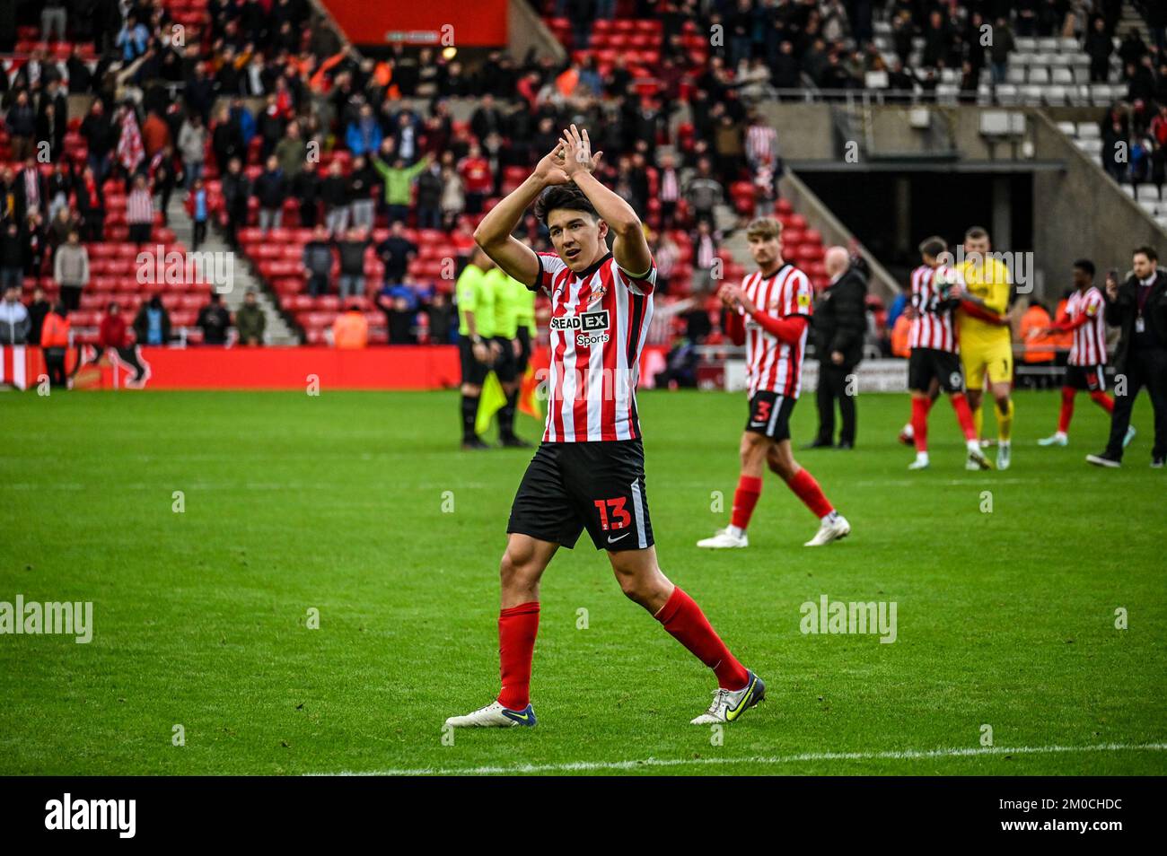 Sunderland AFC's Luke O'Nien salutes the fans following his side's EFL ...