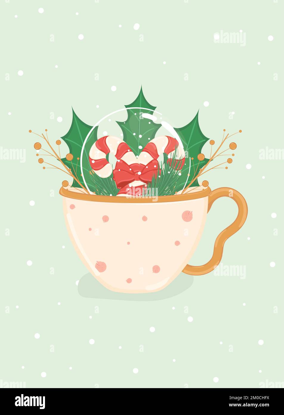 Isolated detailed christmas tea cup with candy canes Vector Stock ...