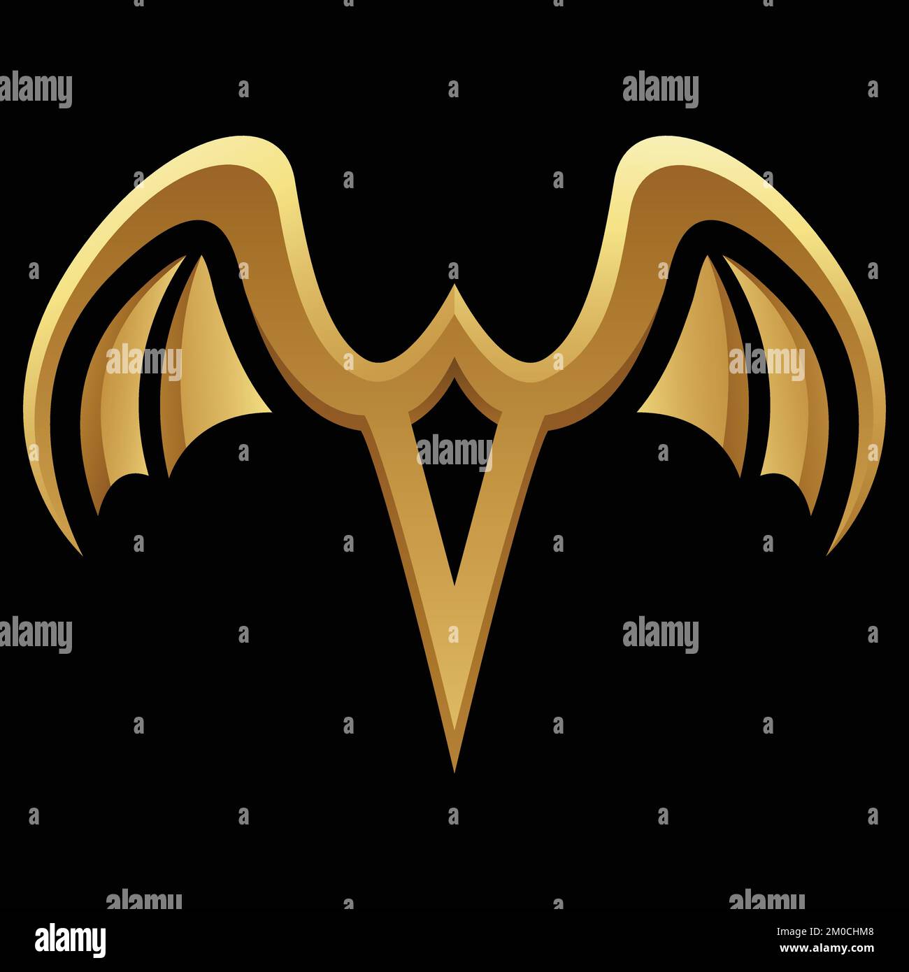 Golden Glossy Bat Wings on a Black Background Stock Vector Image & Art ...