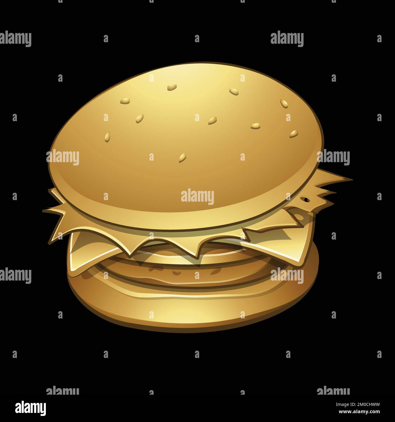 Golden Glossy Burger on a Black Background Stock Vector Image & Art - Alamy