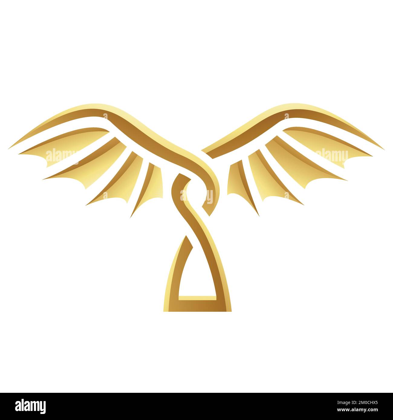 Golden Glossy Abstract Wings on a White Background - Icon 5 Stock ...