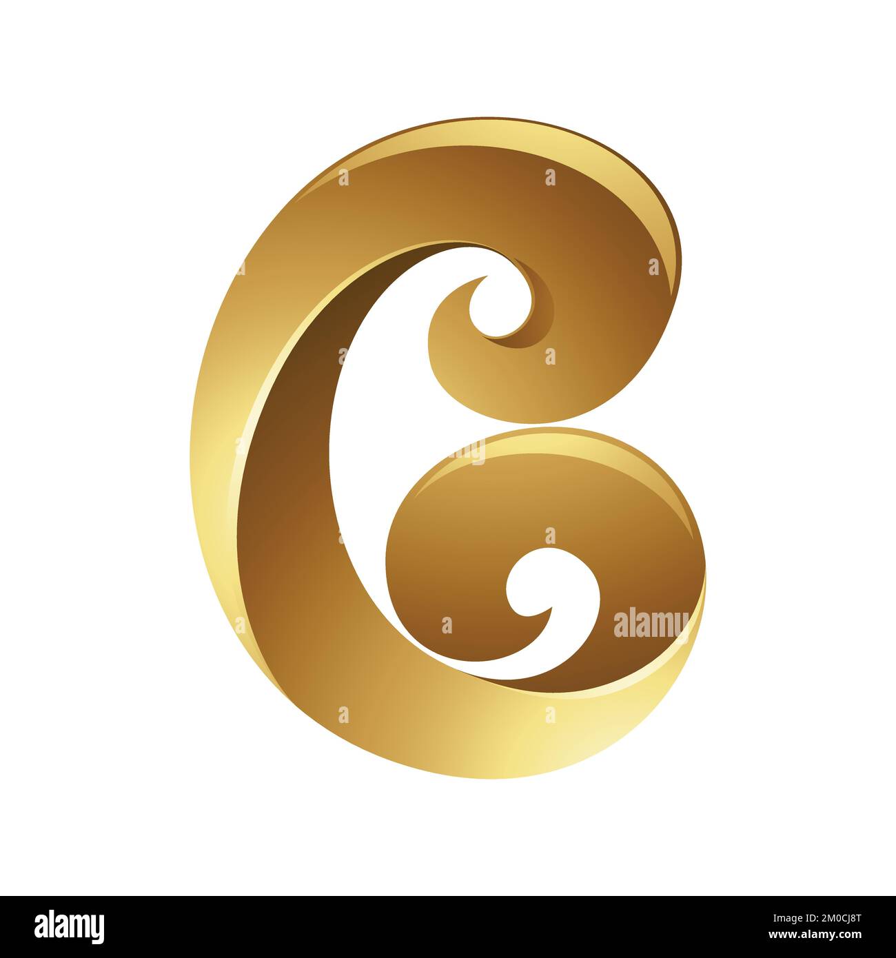 Golden Glossy Curvy Letter C on a White Background Stock Vector Image ...