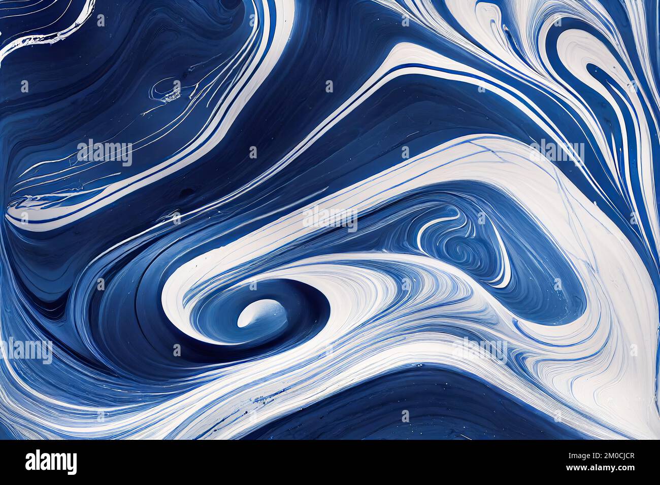 Blue and white marble abstract background. Decorative acrylic paint ...