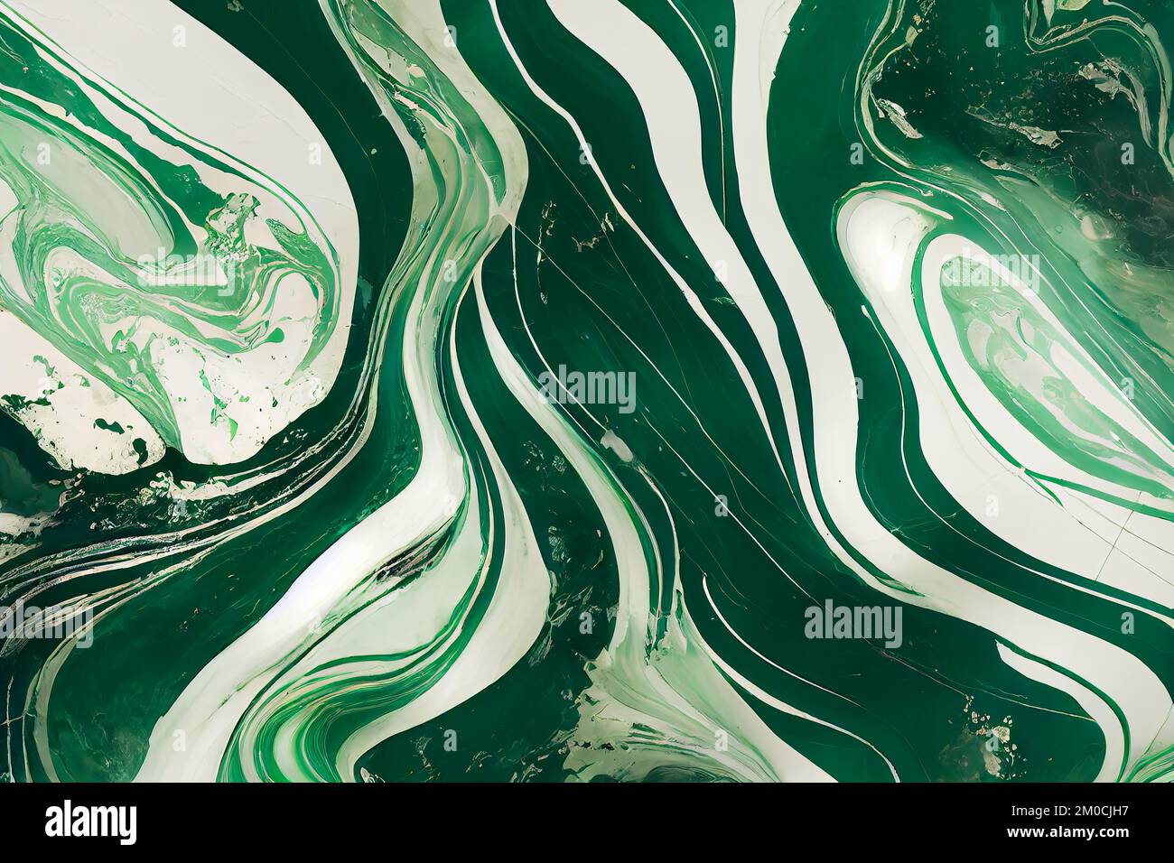 Green and white marble abstract background. Decorative acrylic paint ...