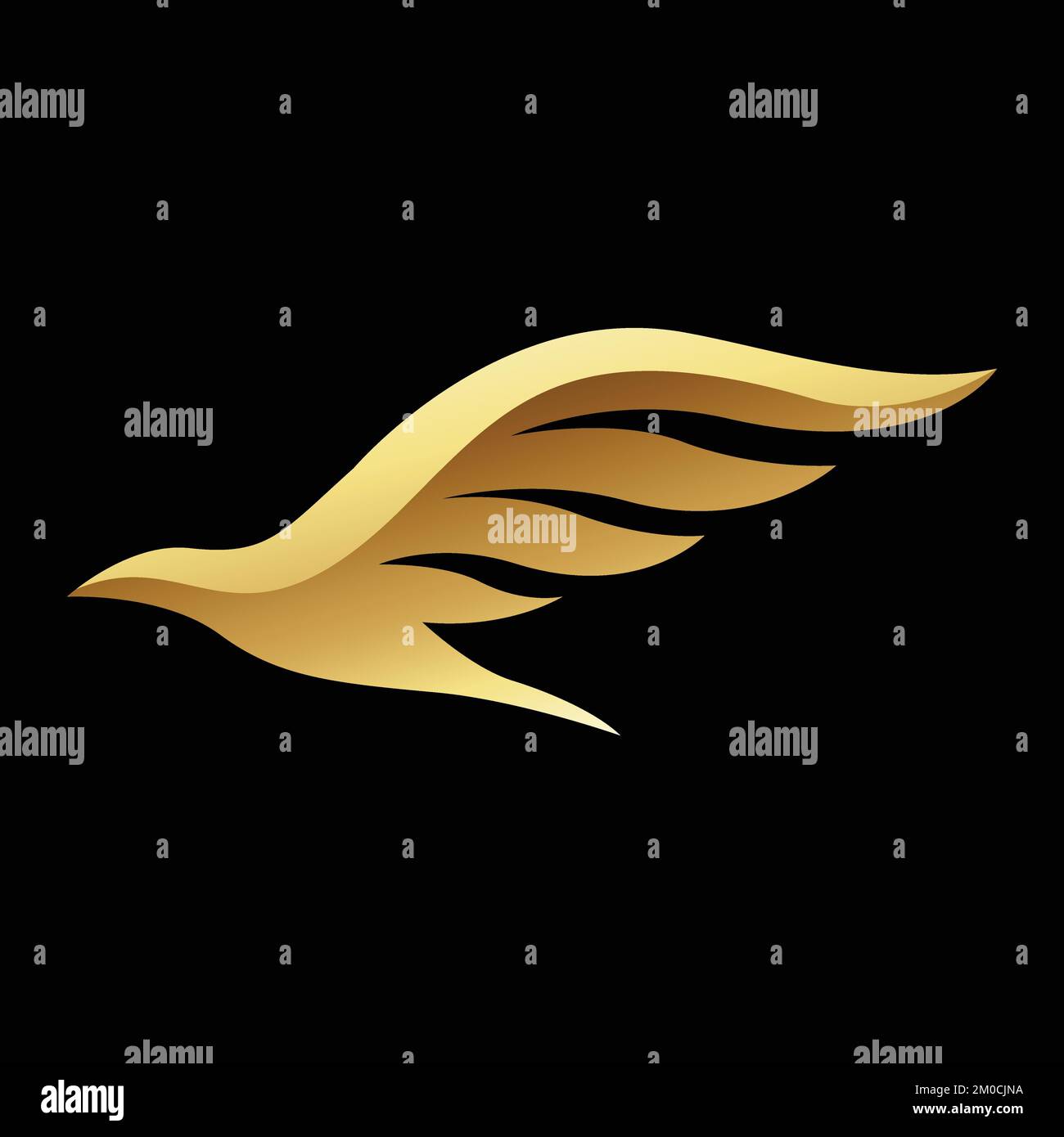 Golden Glossy Flying Bird on a Black Background Stock Vector Image ...