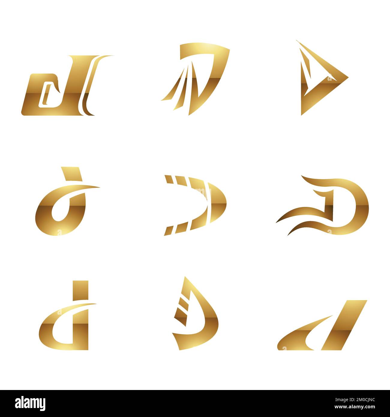 Golden Glossy Letter D Icons on a White Background Stock Vector Image ...
