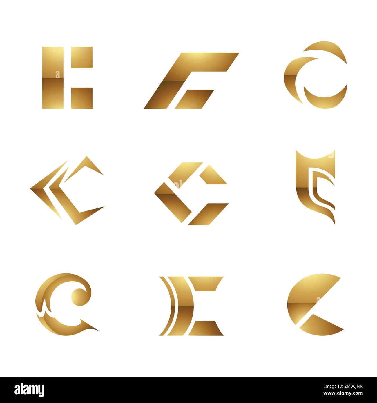 Golden Glossy Letter C Icons on a White Background Stock Vector Image ...