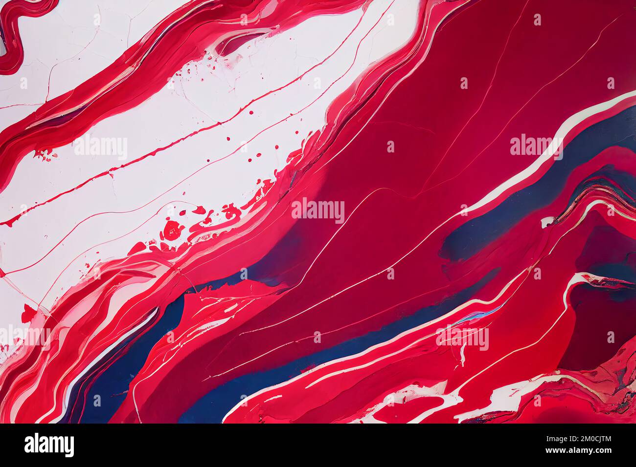 Red and white marble abstract background. Decorative acrylic paint ...