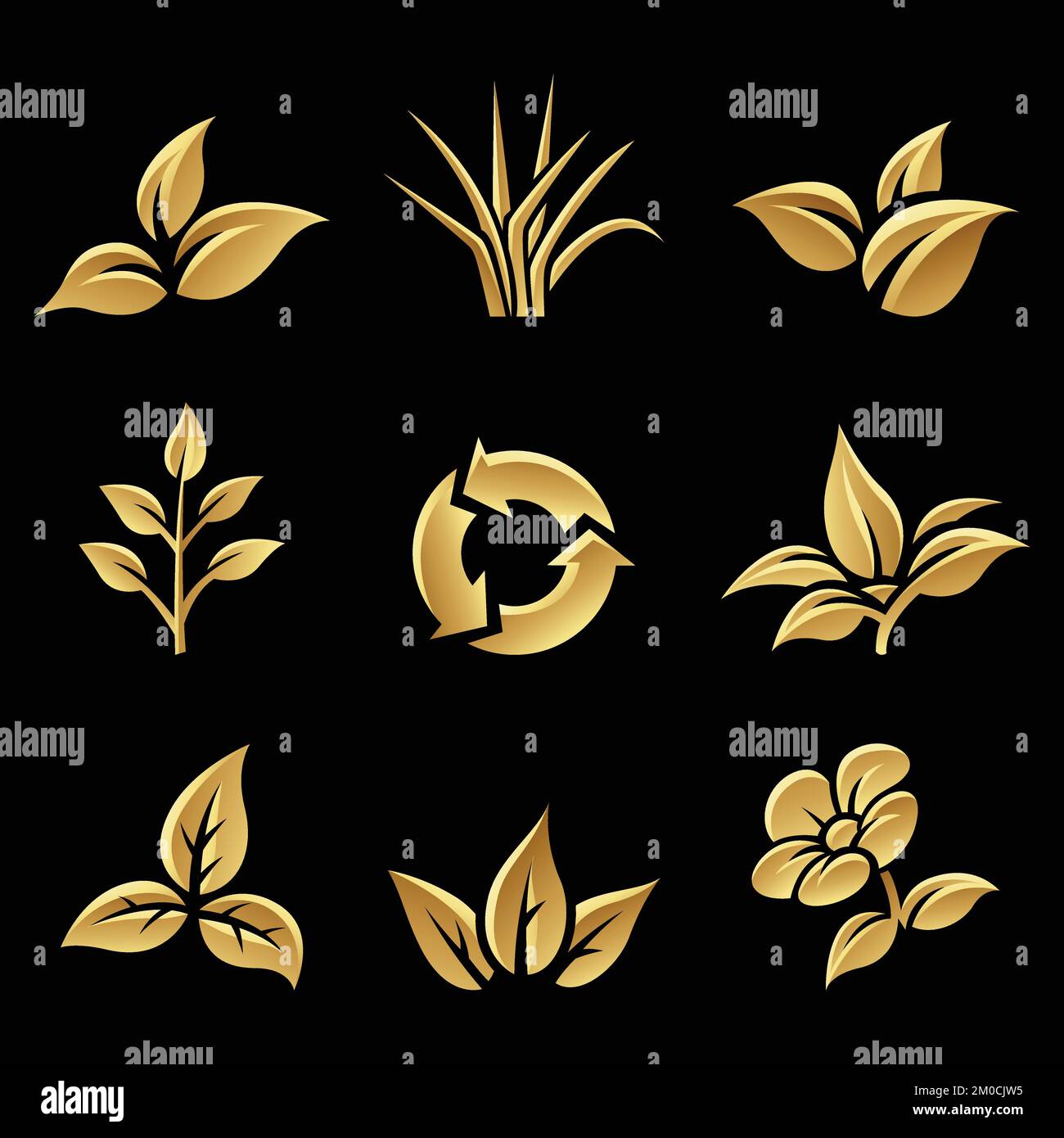 Golden Glossy Leaves on a Black Background Stock Vector Image & Art - Alamy