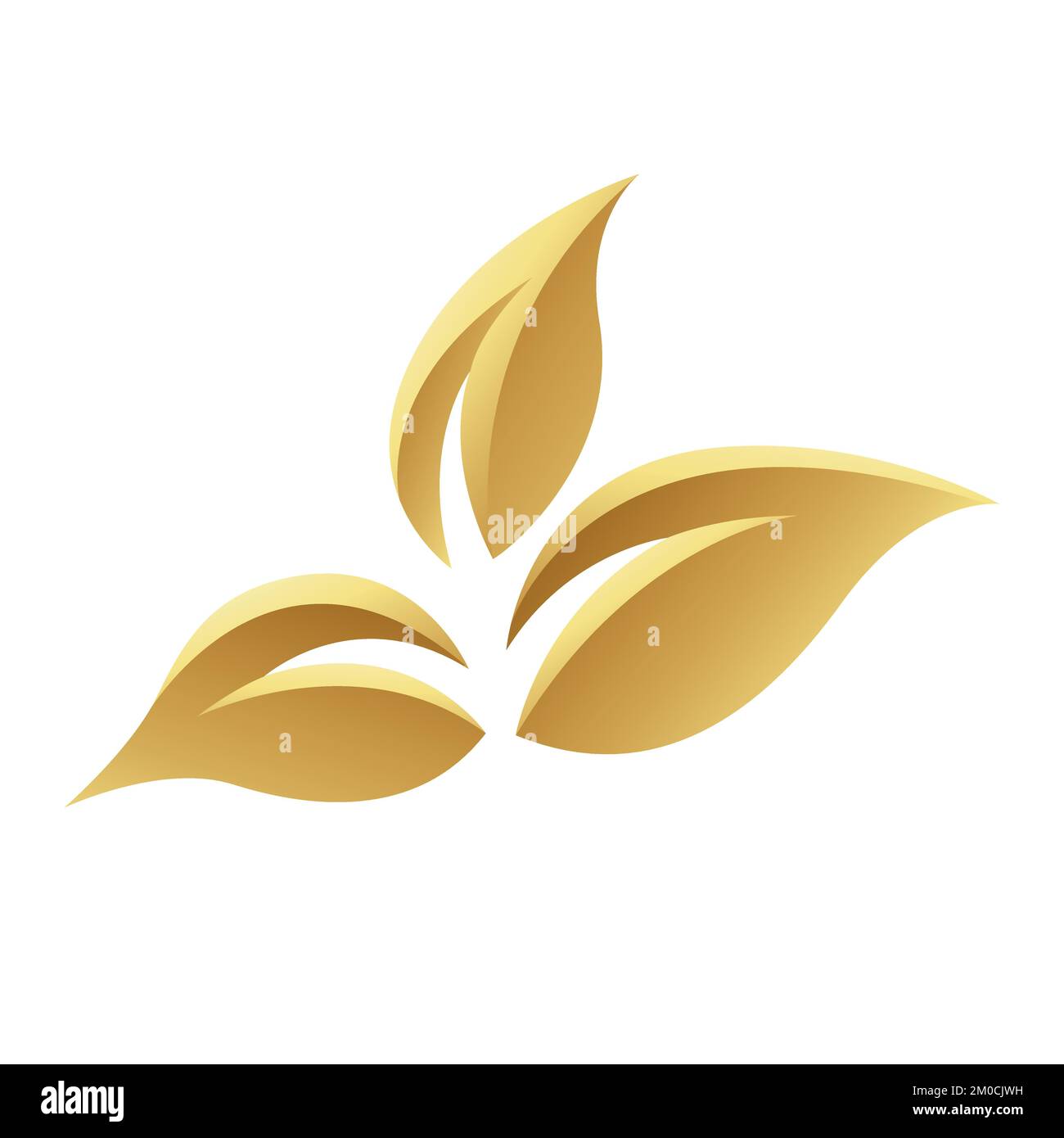 Golden Glossy Leaves on a White Background - Icon 1 Stock Vector Image ...