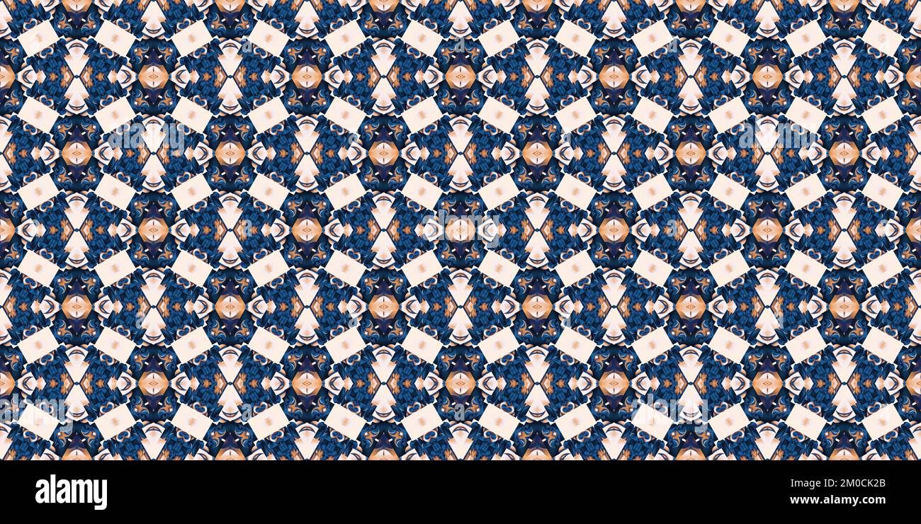 Blue white watercolor azulejo tile border background. Seamless coastal ...