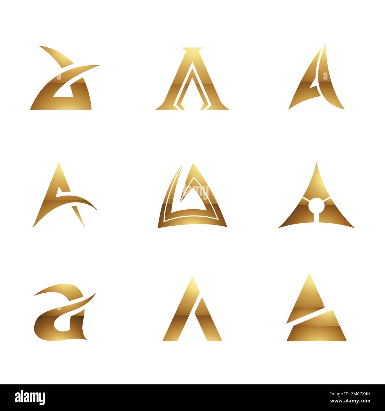 Golden Glossy Letter A Icons on a White Background Stock Vector Image ...