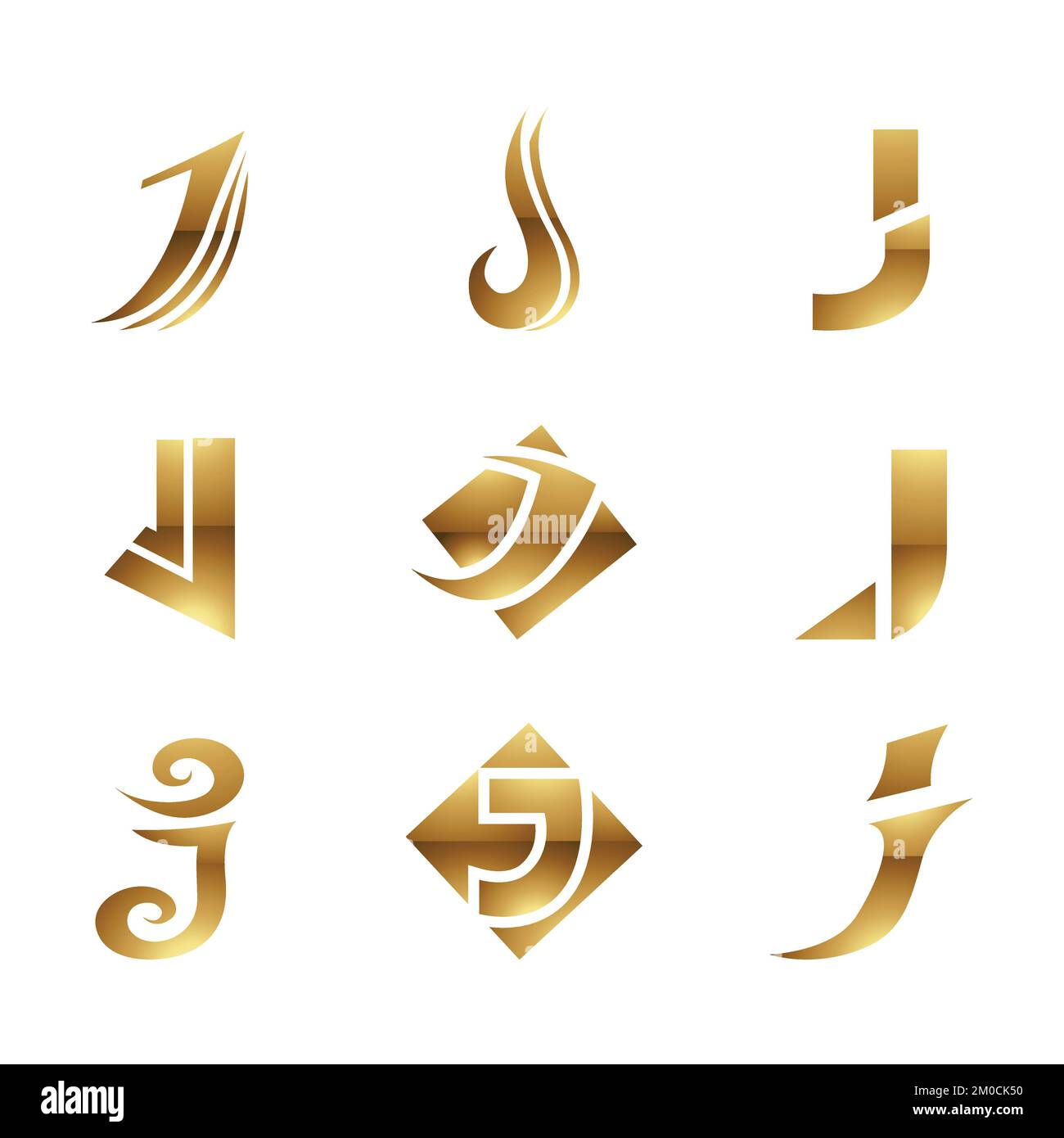 Golden Glossy Letter J Icons on a White Background Stock Vector Image ...