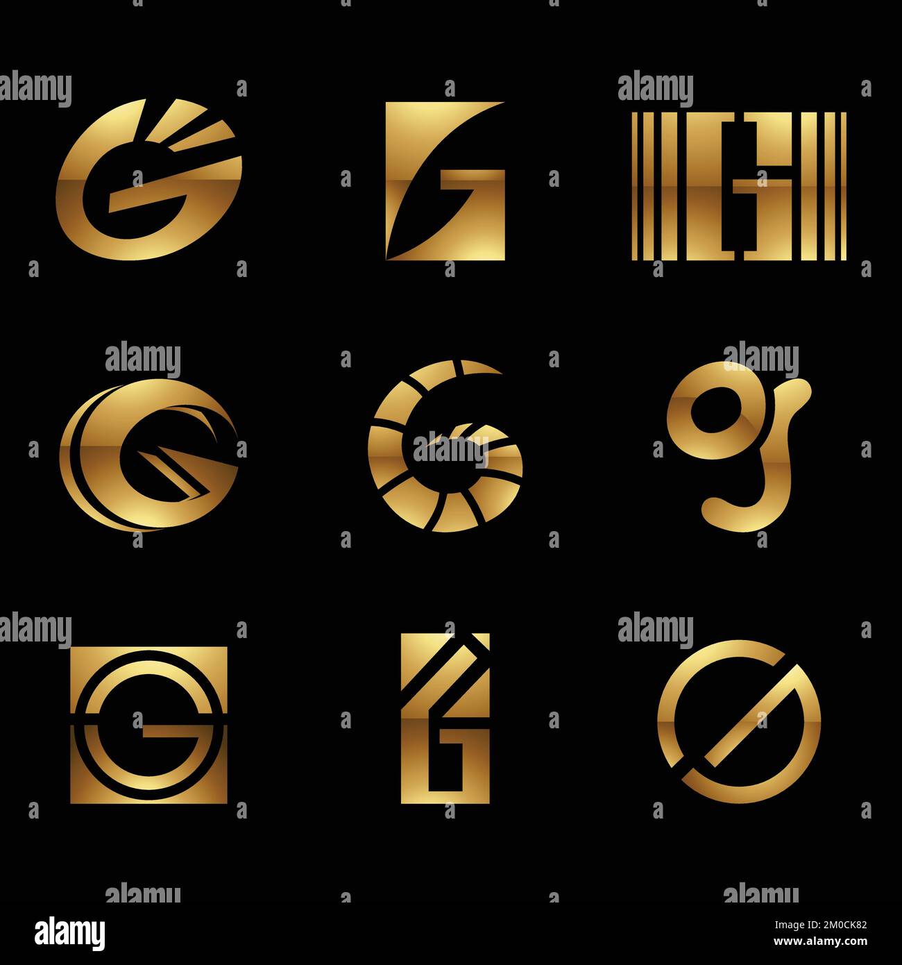 Golden Glossy Letter G Icons on a Black Background Stock Vector Image ...
