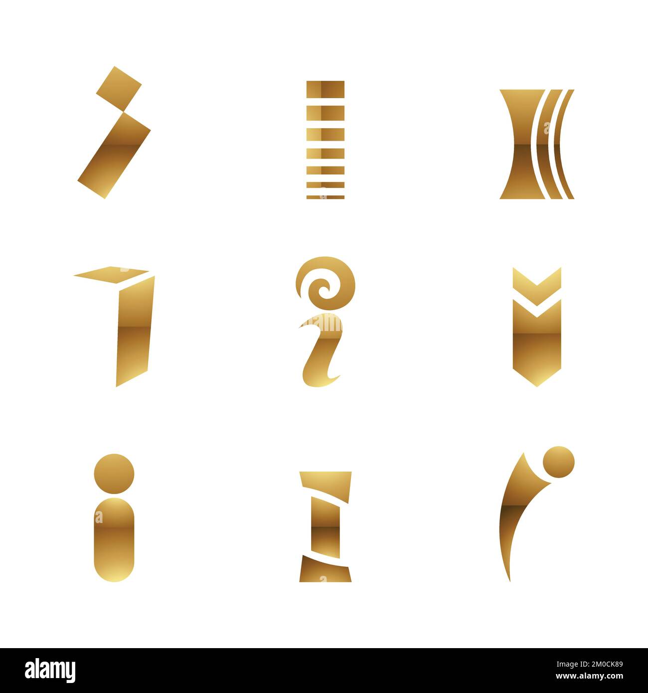 Golden Glossy Letter I Icons on a White Background Stock Vector Image ...
