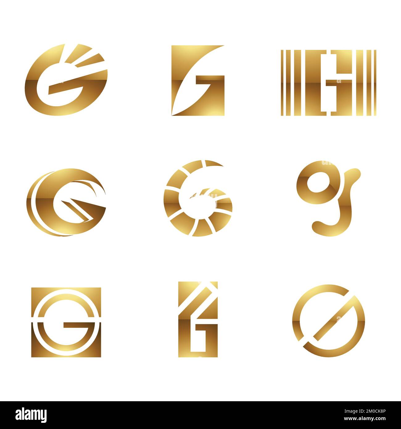 Golden Glossy Letter G Icons on a White Background Stock Vector Image ...