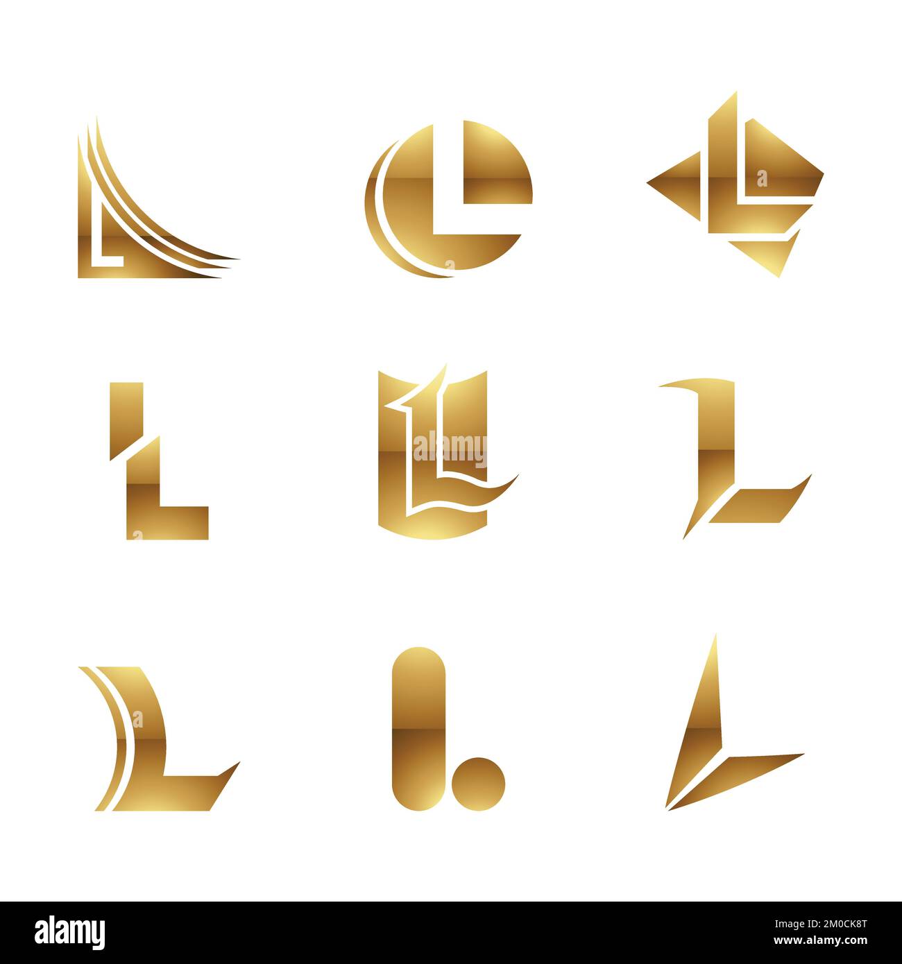 Golden Glossy Letter L Icons on a White Background Stock Vector Image ...
