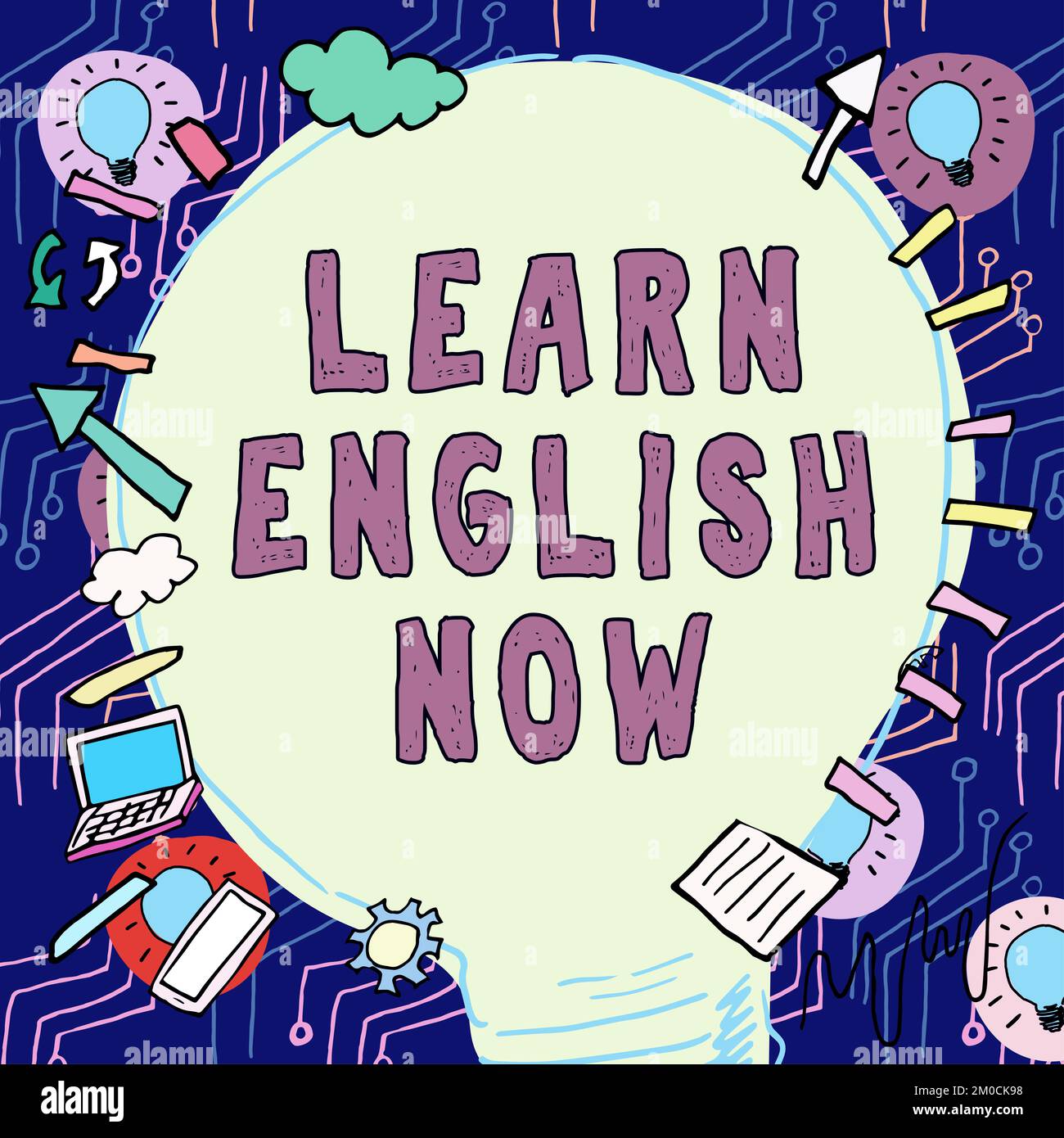 Handwriting text Learn English Now. Word Written on gain or acquire ...