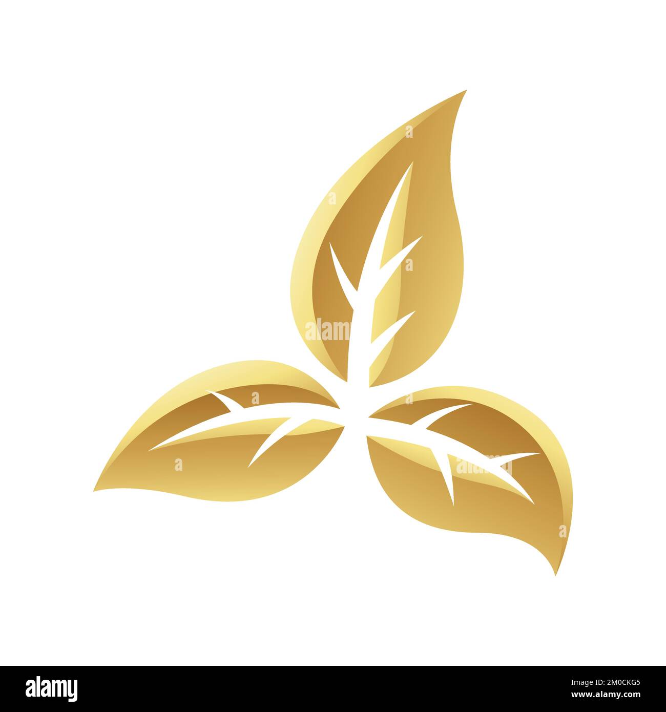 Golden Glossy Leaves on a White Background - Icon 3 Stock Vector Image ...