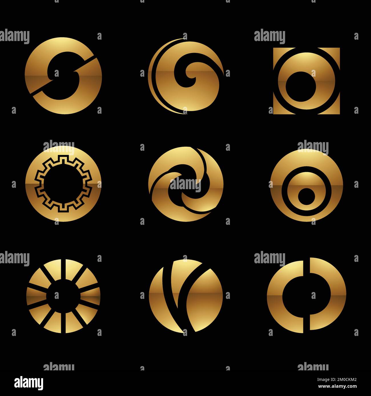 Golden Glossy Letter O Icons on a Black Background Stock Vector Image ...