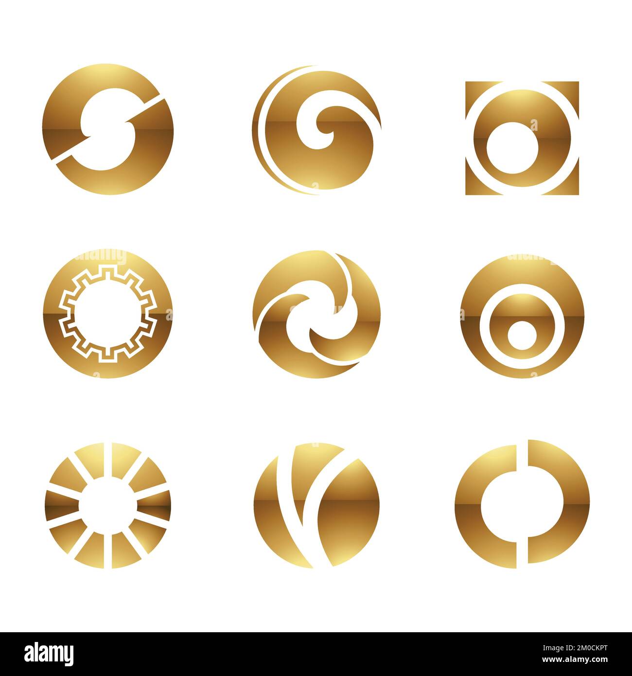 Golden Glossy Letter O Icons on a White Background Stock Vector Image ...