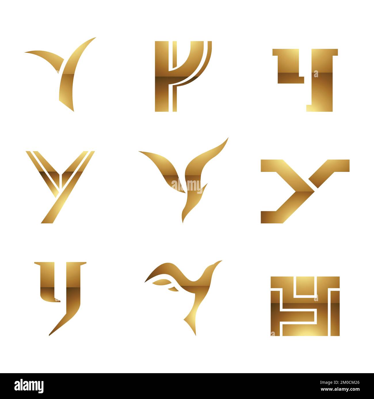 Golden Glossy Letter Y Icons on a White Background Stock Vector Image ...