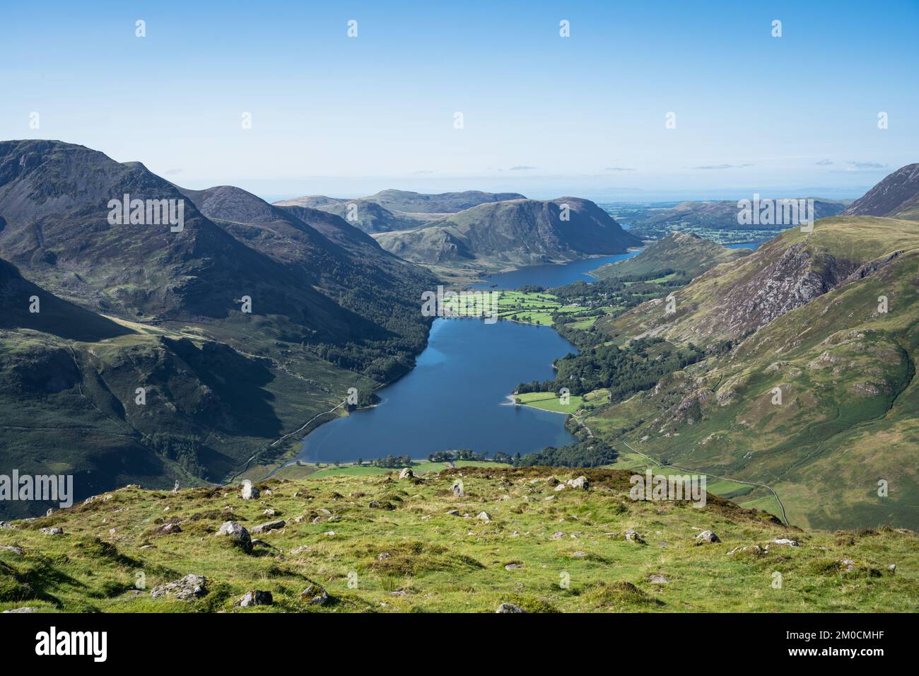 Classic view from the summit of Fleetwith Pike over Buttermere and ...