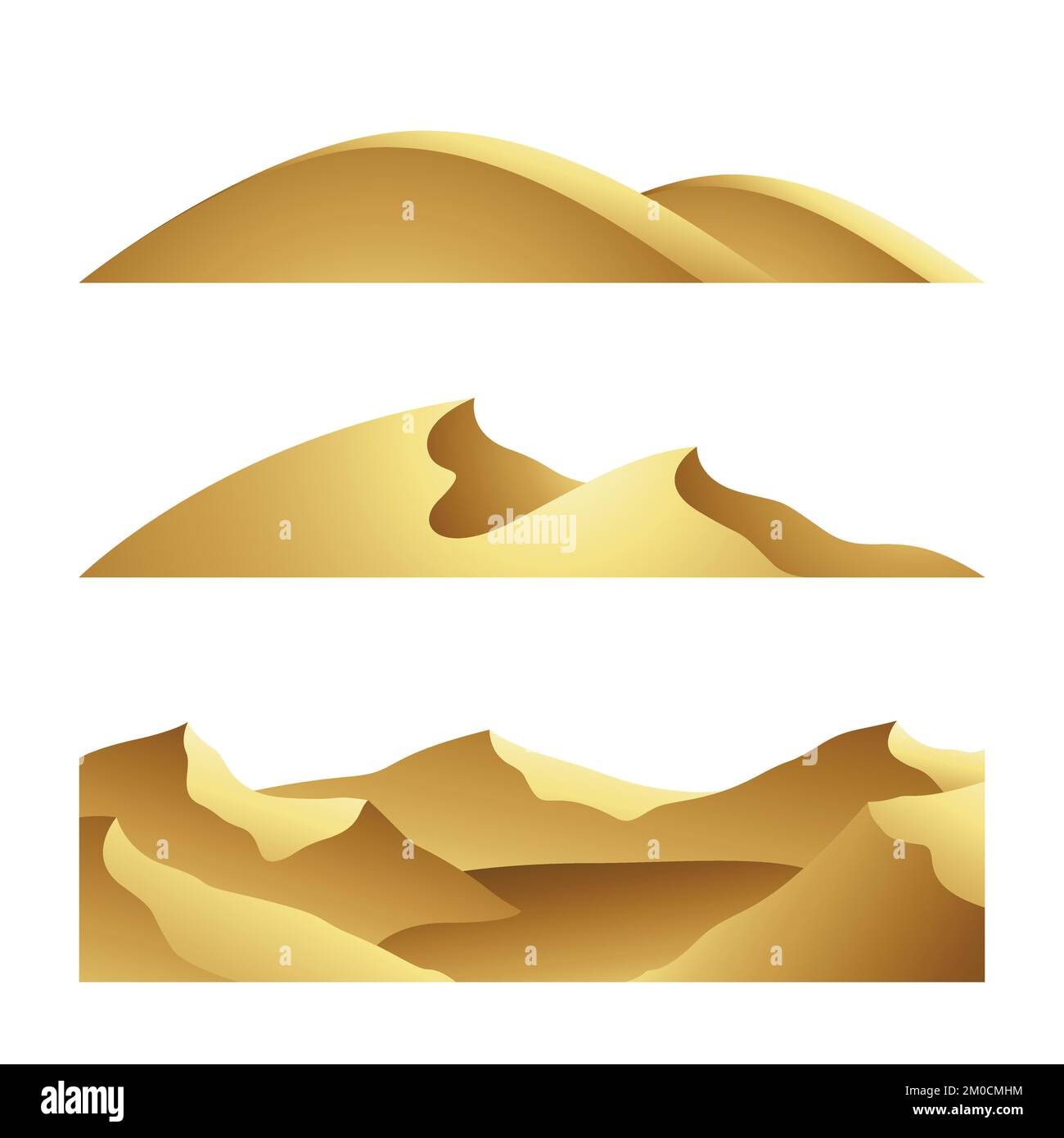 Golden Hills Dunes and Mountains on a White Background Stock Vector ...