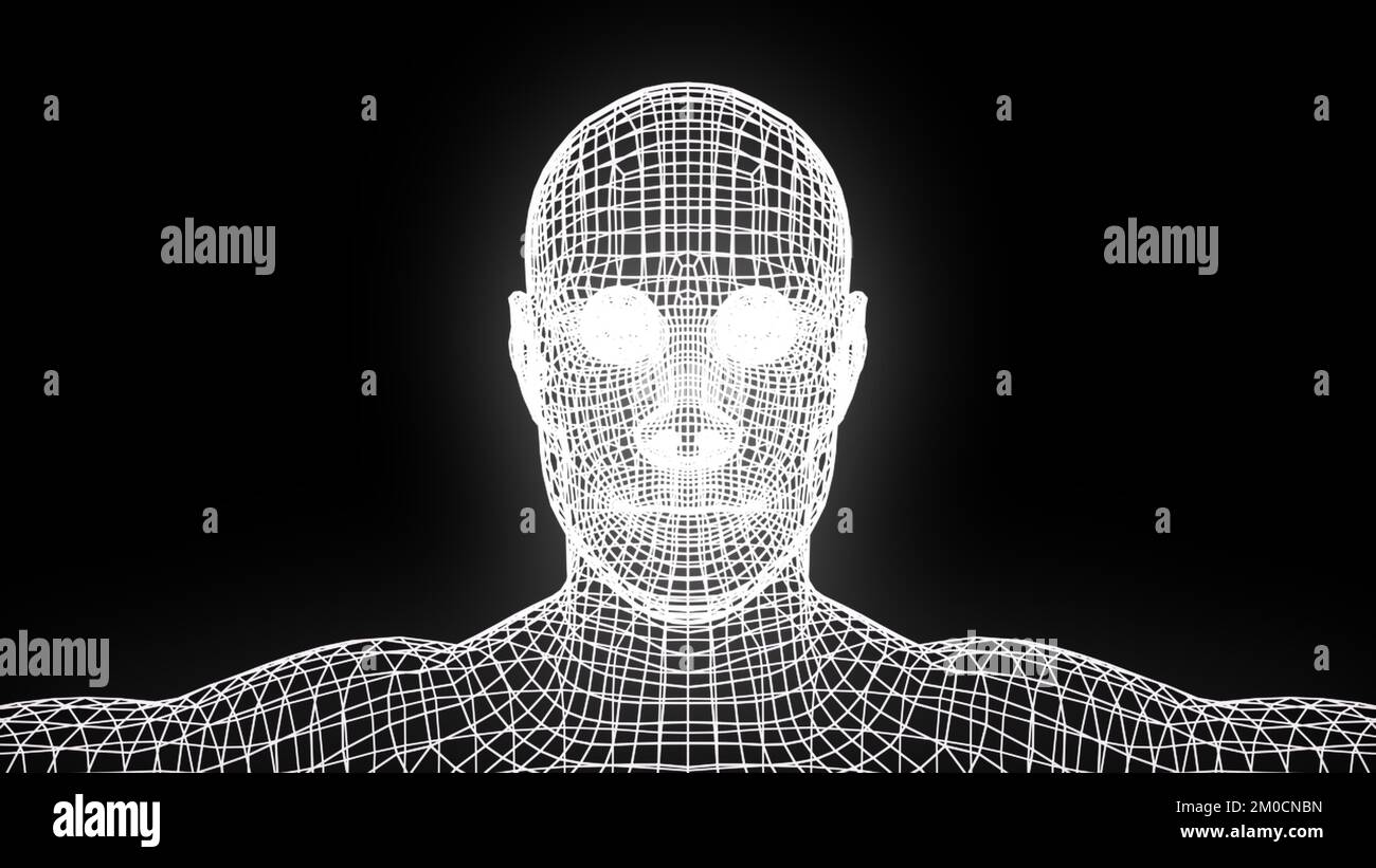 Man body wireframe. Computer generated 3d render Stock Photo - Alamy